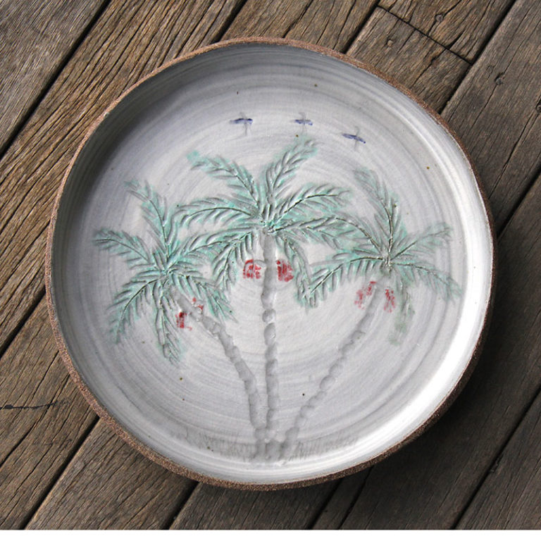 Three palm plate - Rainforest Ceramics